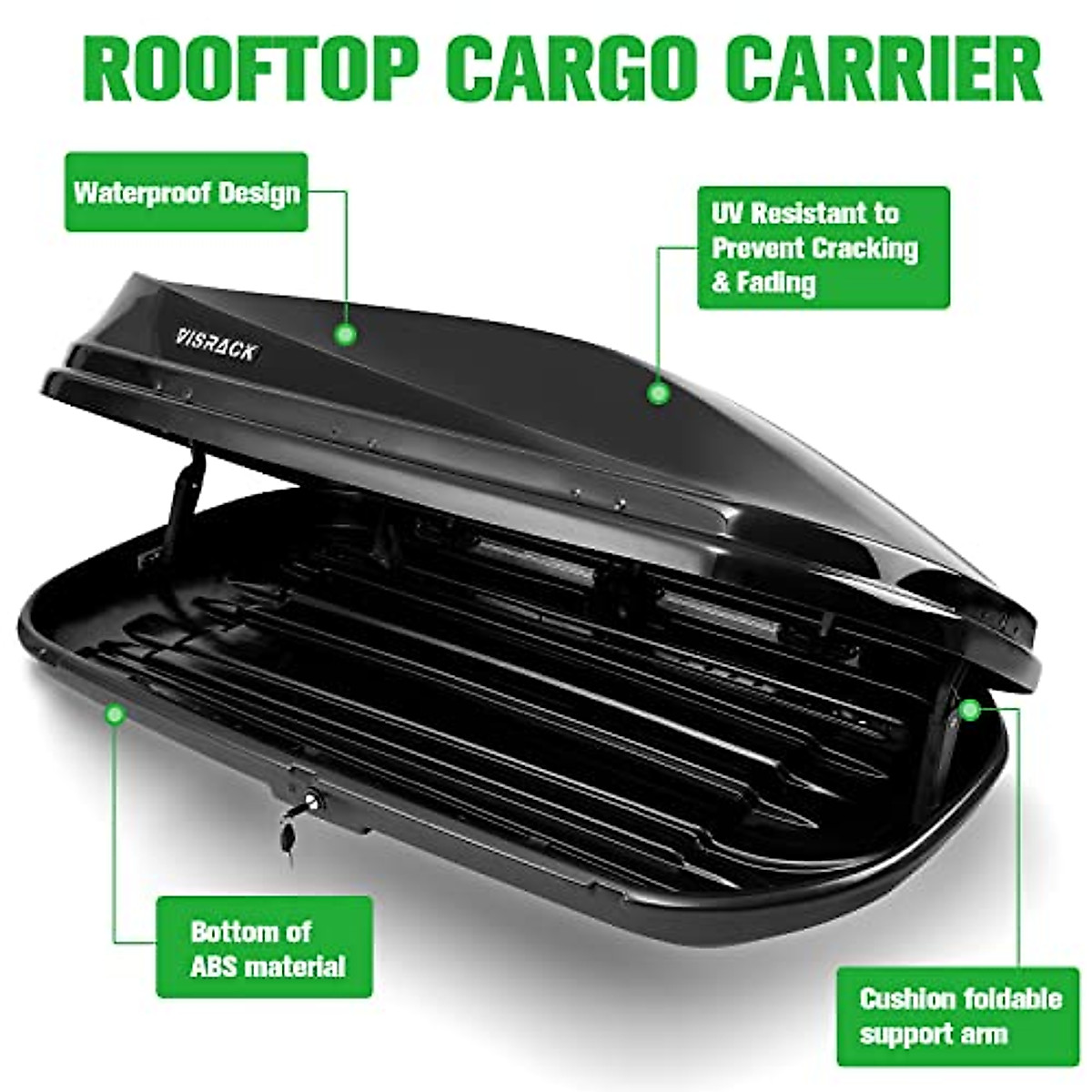 Cargo Box Waterproof Rooftop Cargo Carrier with Car Trunk Organizer Heavy Duty Roof Storage Box Hard Shell Rooftop Cargo Carrier Box Lockable Roof Luggage Storage Case 14 Cubic Feet (Black)