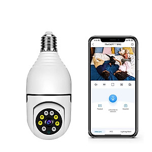 Lovskoo Security Camera Full Color Night Vision Light Bulb Security Camera Waterproof 1080p Cameras for Home Security Outside Wifi Dog Pet Camera 360 Camera Strong Magnetic Installation Free