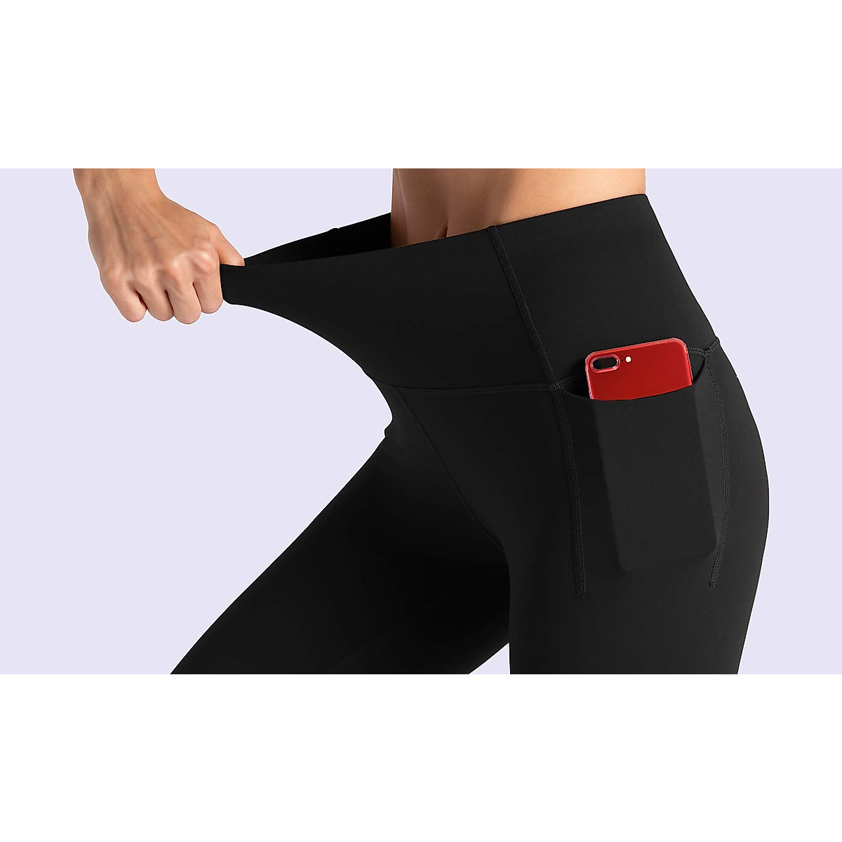 THE GYM PEOPLE Tummy Control Workout Leggings with Pockets High Waist Athletic Yoga Pants for Women Running, Fitness (Black-1, Large)