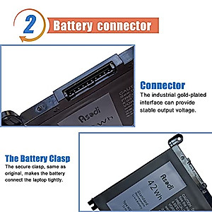 WDXOR WDX0R 42Wh Laptop Battery Compatible with Dell Inspiron 13 15 5000 7000 5570 7579 7378 5567 5565 5379 5378 Latitude 3490 3590 3340 3400 3390 3500 3190 Vostro 5468 5568 P69G Y3F7Y 3CRH3 11.4V