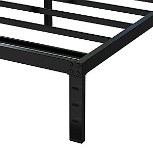 Maenizi 12 Inch Bed Frame Queen Size No Box Spring Needed, Heavy Duty Queen Platform Metal Bed Frame Support Up to 3000 lbs, Easy Assembly, Noise Free, Black