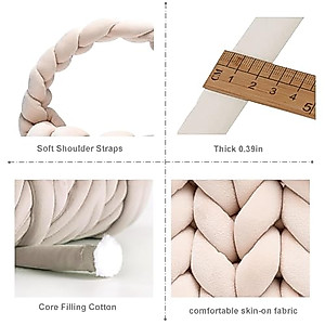 Handwoven Tote Bags for Women Chunky Yarn Knit Shoulder Bag Handmade Braided Purse(Beige)