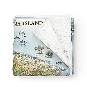 Catalina Island Map Fleece Blanket - Hand-Drawn Original Art - Soft, Cozy, and Warm Throw Blanket for Couch - Unique Gift - 58"x 50"