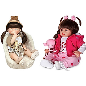 DOLLHOOD 18-Inch Reborn Baby Dolls -Pack of 2 - Realistic Baby Doll with Complete Baby Doll Accessories Soft 360° Movable Arms and Legs. Includes Birth Certificate