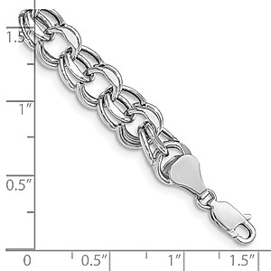 14k White Gold Lite 8mm Double Link Charm Bracele QWSD5-7.25