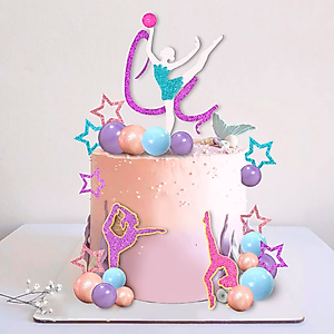 27 PCS Gymnastics Cake Toppers Balls Cake Decoratios Gymnastics Birthday Party Decorations for Girls Gymnastic Theme Birthday Party Baby Shower Supplies (Gymnastic)