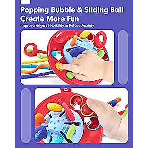 Montessori Toys for 1 Year Old Boy Gifts - Baby Toys 12-18 Months Silicone Pull String Toys for 1 Year Old Girl Gifts Travel Toys Sensory Toys for Toddlers 1-3 1st One Year Old Boy Birthday Girl Gifts