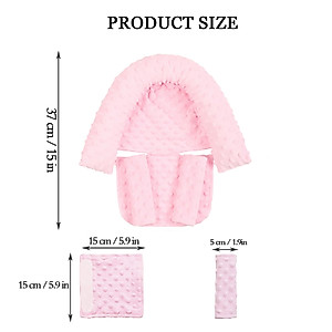 Baby Head Support and Strap Covers - Infant Head Support Pillow Super Soft Head and Neck Cushion for Car Seat Baby Headrest and Carseat Neck Cover,Light Pink