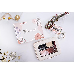 Aveniee Large Clear Makeup Bag Cosmetic bags, Travel Toiletry Bag for Women, Clear Make up Bag Case, Chic Makeup Pouch with Transparent Vinyl Windows & Gold Zippers(White)