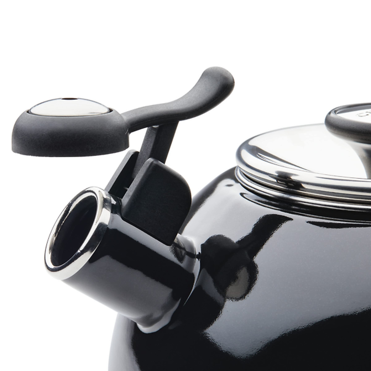 Circulon Enamel on Steel Whistling Teakettle/Teapot With Flip-Up Spout, 2 Quart - Black