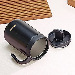 12oz/18oz Insulated Coffee Mug with Handle and Lid, Double Wall Vacuum Stainless Steel Coffee Travel Mug, Tumbler Cup，Reusable and Durable Travel Coffee Cup Thermal Cup, Black 18oz