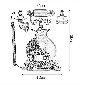 Telephone High-end Retro Telephone Family Living Room Study landline Business Office Fixed Telephone 182625cm (Color : Brown) (Gold)