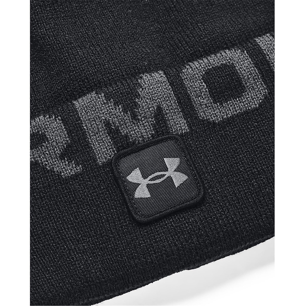 Under Armour mens Halftime Fleece Pom Beanie , (001) Black / Pitch Gray / Pitch Gray , One Size Fits All