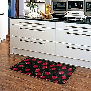 susiyo Kitchen Mat Red Cherries Kitchen Rug Mat Anti-Fatigue Comfort Floor Mat Non Slip Oil Stain Resistant Easy to Clean Kitchen Rug Bath Rug Carpet for Indoor Outdoor Doormat