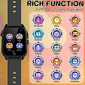 Gridspace Kids Waterproof Smart Watch with 26 Games 1.44'' HD Touchscreen and HD Camera Pedometer Recorder Music Player Alarm Clock Calculator Educationals Smart Watch for Age 3-12 Girls and Boys