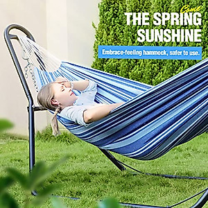 Zupapa Hammock Stand and Hammock, 2 Person Steel Hammock Frame and Hammock, 550LBS Capacity, Backyard Camping Use