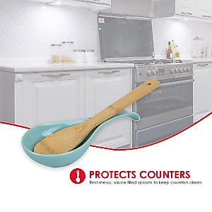 Home Basics Ceramic Spoon Rest (Turquoise)