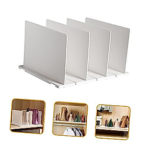 FONDOTIN Partition Plate Cabinet Divider Shelving Clothes Divider Book Shelf Dividers Bookshelf Dividers Wardrobe Organizing Dividers Clear Shelf Closets Shelf Dividers Plastic White