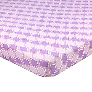 Fitted Crib Sheets for Portable Crib – Super Soft, 100% Jersey Cotton – 24” x 38” – for Boys and Girls, Fits Mini Mattresses - Covered Elastic Hem – Lavender Honeycomb– by Abstract