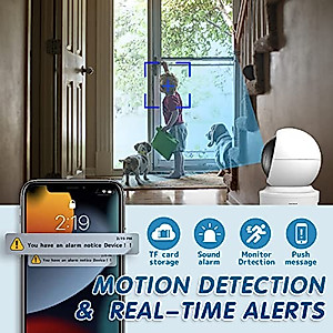 Indoor Security Camera, 2K HD Pan/Tilt Wireless Pet Camera for Baby Monitor, 5G & 2.4G WiFi Home Security Camera for Dog/Nanny, Night Vision, Siren, Compatible with Alexa (64G SD Card)