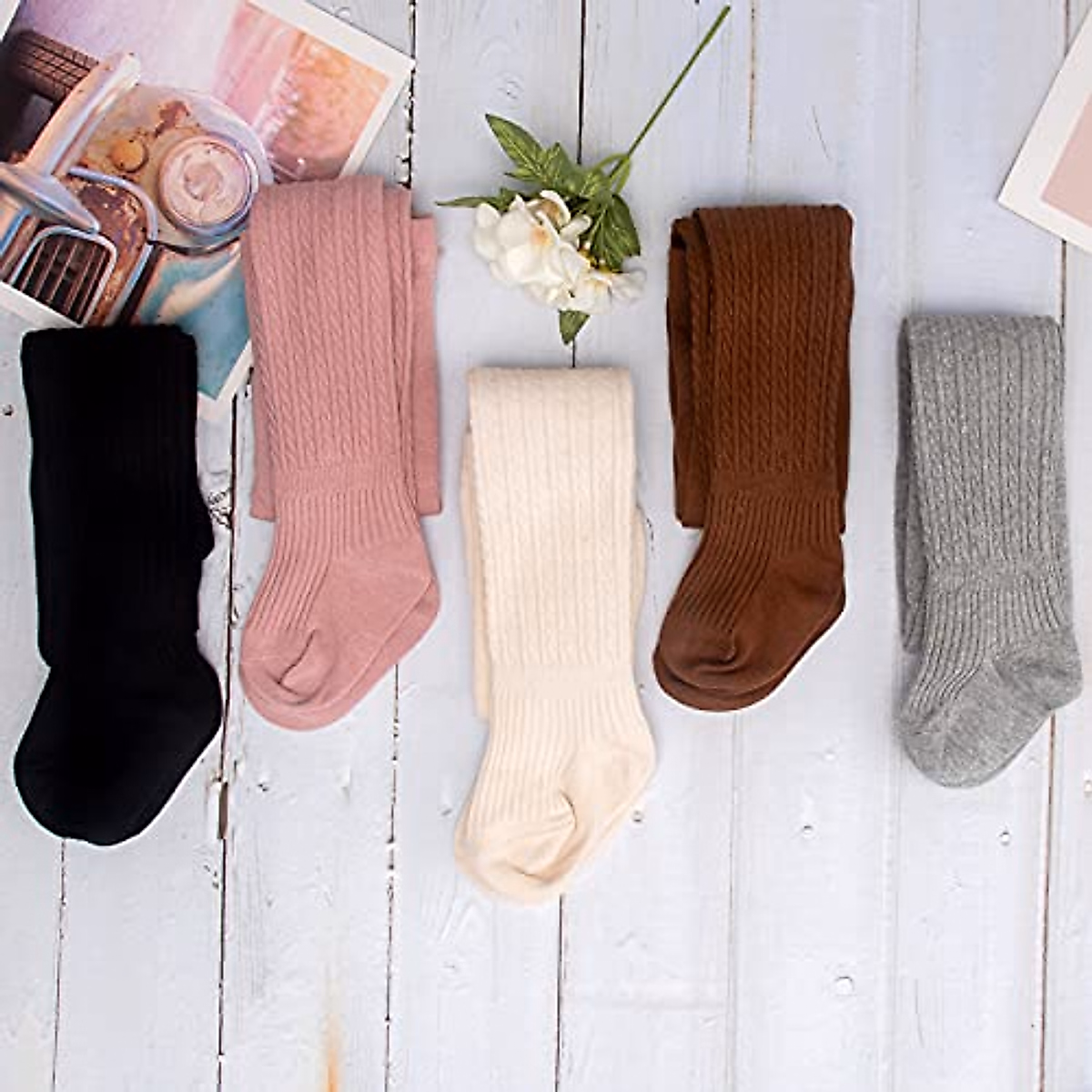 4/5 Pack Baby Girls Cable Knit Tights Cotton Rich Toddler Footed Stockings Thick Winter School Leggings Dance Pantyhose