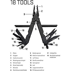 SOG Multitool - Powerlock Heavy Duty Multitool Pliers, Electrician Wire Cutter Multi Tool w/ Ballistic Nylon Multitool Sheath with Clip (S60N-CP)