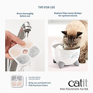 Catit PIXI Cat Drinking Fountain Filter, Replacement Triple Action Water Filter, 6-Pack, White