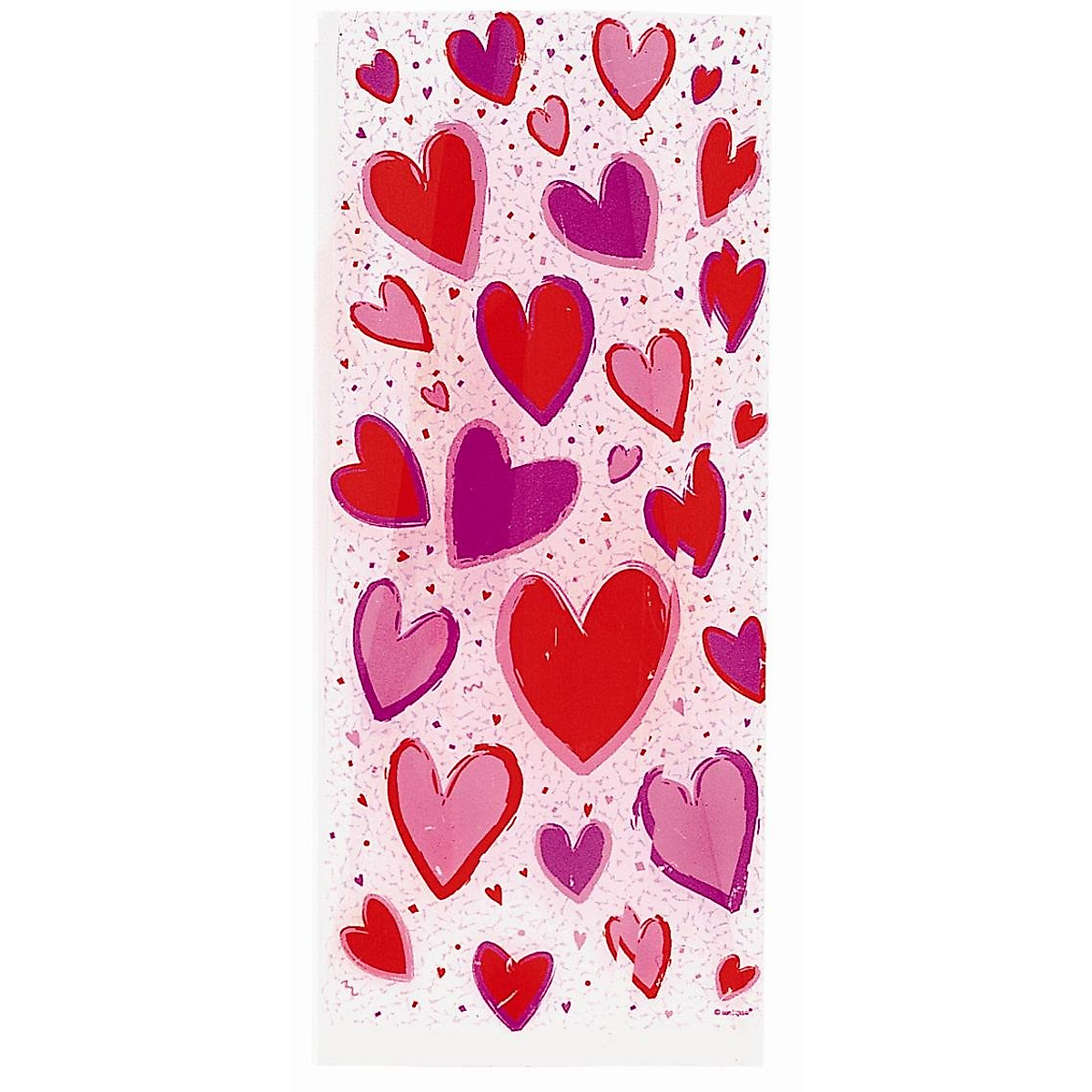 20 Hearts Cello Bags - Cellophane Gift Bags with Ties