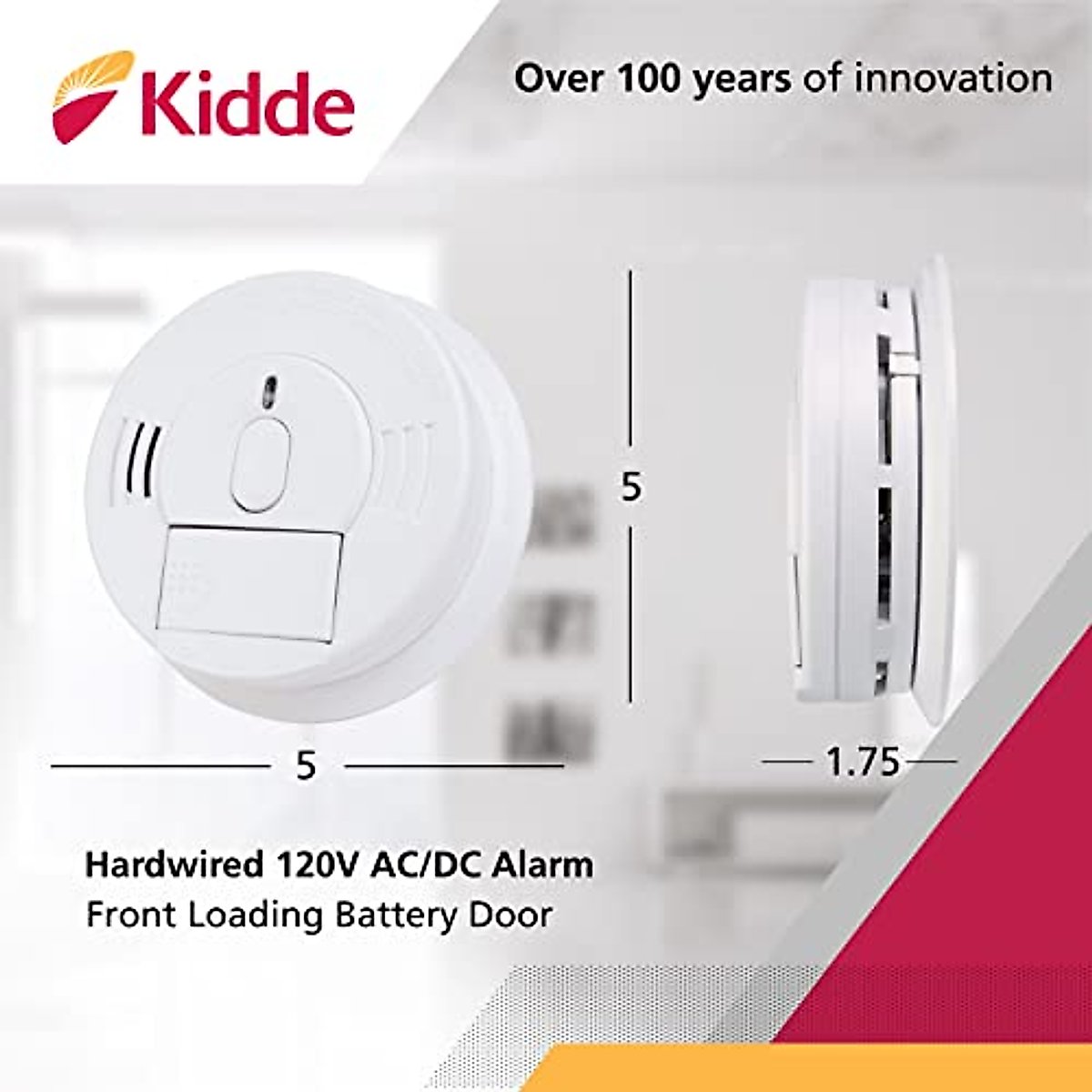 Kidde Hardwire Carbon Monoxide Alarm with Digital Display and Peak Level Memory 5.75 Diameter x 1.8 Depth & Smoke Detector, Hardwired Smoke Alarm with Battery Backup, Front-Load Battery Door
