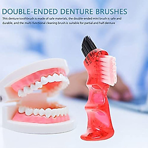 Healeved 3pcs Denture Cleaning Brushes Denture Brush Toothbrush Ergonomic Handle Denture Toothbrush Portable for False Teeth Cleaning