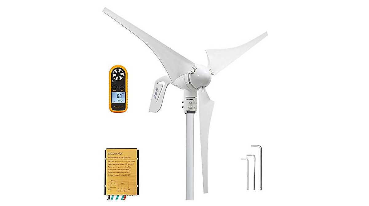 Pikasola Wind Turbine Generator 400W 12V with 3 Blade 2.5m/s Low Wind ...