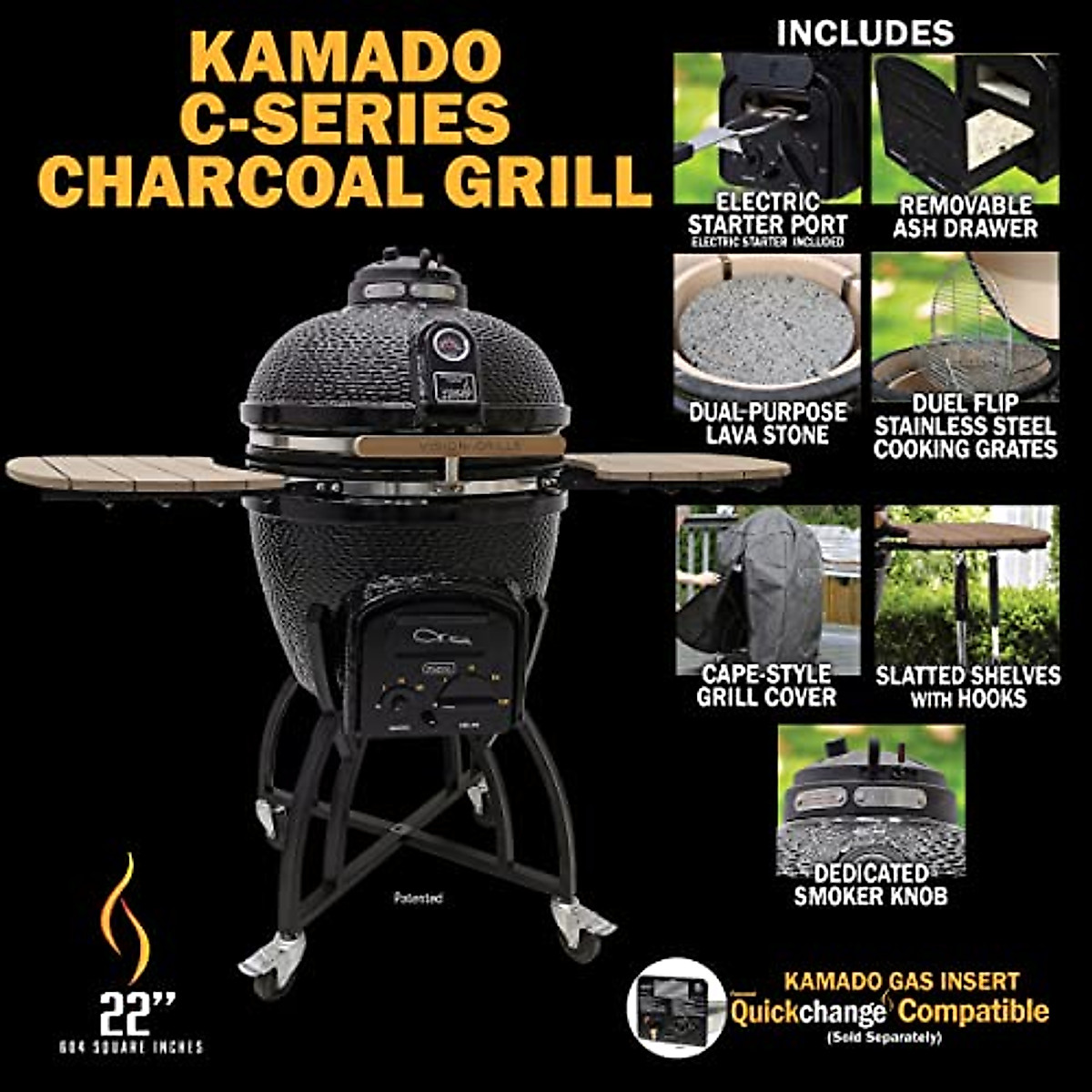 VISION Grills Ceramic Kamado (Large, Black Bundle)