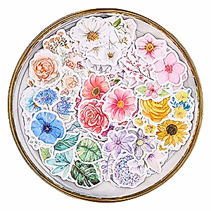 Knaid Flower Stickers Set (360 Pieces) Decorative Assorted Floral Sticker for Scrapbooking Planner Bullet Journals Supplies