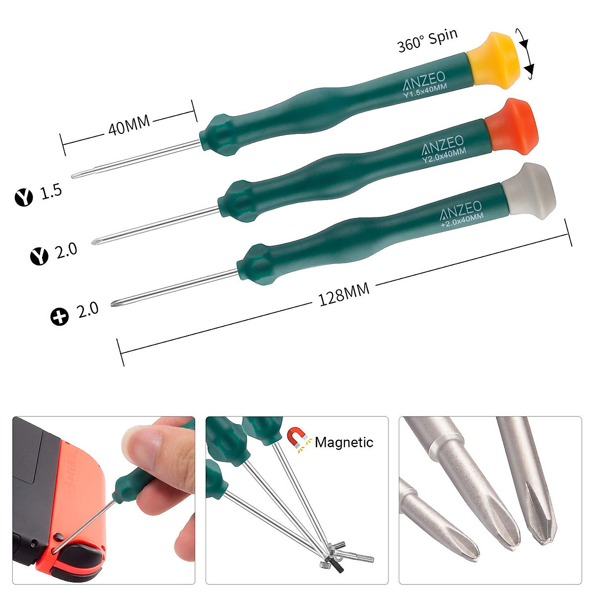 Triwing Screwdriver for Switch, Professional Repair Tool Kit for Joy-con Joystick Replacement with Tweezers, Opening Pry Bar & Suction Cup