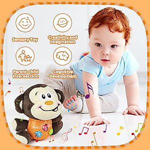 Vanmor Plush Monkey Baby Toys, Newborn Baby Musical Toys for Baby 0 to 36 Months, Stuffed Animal Light Up Baby Toys for 0 3 6 9 12 Months Infants Babies Boys Girls Toddlers Gifts