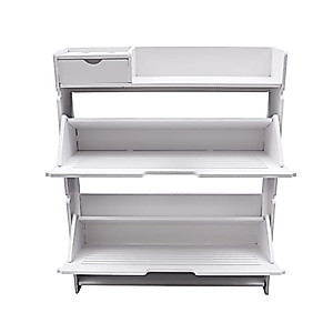 Modern Narrow White Flip Down Shoe Rack Shelf (2 Tiers)