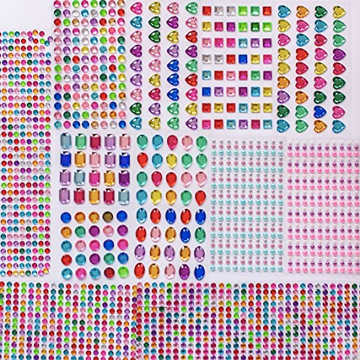 2200+ Gem Stickers for Crafts | Glitter & Rhinestone Self-Adhesive Jewels