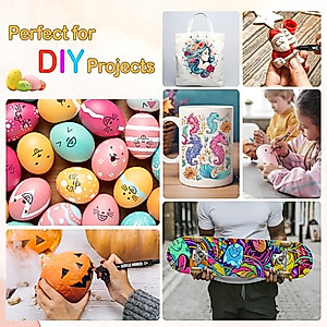 SUNEE 24 Colors Acrylic Paint Pens, Dual Tip Marker Pens With Medium Tip and Brush Tip, Paint Markers for Rock Painting, Wood, Canvas, Stone, Glass, Ceramic Surfaces, DIY Crafts Making Art Supplies