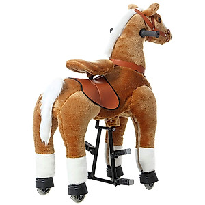 JoJoPooNy Ride on Horse Toy, Kids Ride on Toy for 6-14 Years Old, Premium Riding Horse Plush Animal Toy, Walking Horse Toy with Wheels (36 Inch Height)
