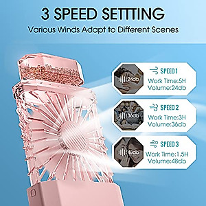 LIGHTDESIRE Lady USB Mini Handheld Fan with Fragrance, Rechargeable, Portable Small Personal Lash Fan with 3 Speed Modes for Travel, Camping, Office,Gift for Women, Girl(Pink)