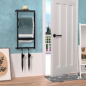 Bamboo Wall Blanket Ladder, 4-Tier Towel Racks, Blanket Holder with Anti-Slip Construction Home Decor, Decorative Blanket, Quilt, Towel, Scarf Ladder Shelves for Bathroom, Living Room, Bedroom, Black