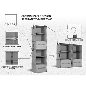 Chez Pao 6-Shelf Hanging Closet Organizer with 3 Drawers & 3 Shelves - Closet Organizers and Storage - Closet Organization - Incl. 2 Packing Cubes