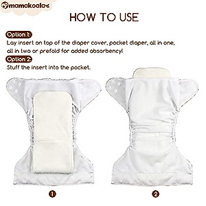 Mama Koala 2.0 Baby Cloth Diapers with 6 Inserts Bundle(Seashore), with 5-Layer Bamboo(No Microfiber) Inserts, 6pcs