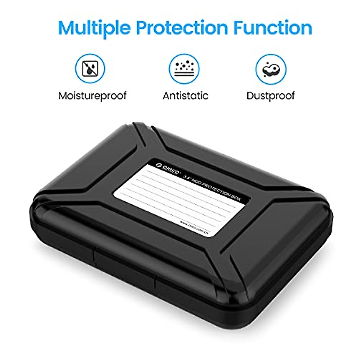 ORICO Hard Drive Case 3.5 inch HDD Storage Carrying Case Anti-Static and Shockproof External Hard Drive Portable Case for WD,Seagate,Toshiba-PHXBK