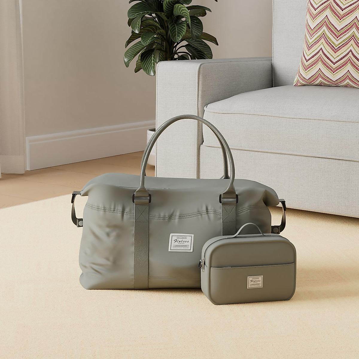 Travel Duffel Bags for Women,Weekender Overnight Bag with Wet Pocket & Toiletry Bag,Carry On Personal Item Bag,Travel Tote Gym Bag,Olive Green,Large