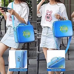 Zelda Breath of the Wild Carrying Case for Nintendo Switch/Switch OLED Model - Portable Deluxe Hard Shell Travel Case Messenger Bag for Switch Console, Pro Controller & Accessories