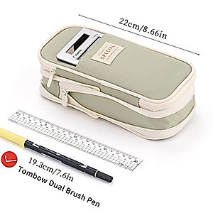 EASTHILL Big Capacity Pencil Case Large Pencil Pouch Stationery Pen Bag for Teen Girls-Green