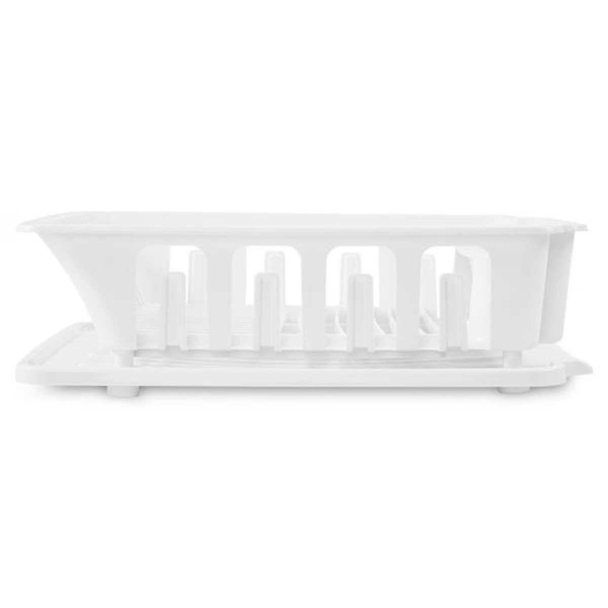 JOEY'Z Extra Large Heavy Duty Sturdy Hard Plastic Sink Set with Dish Rack with Attached Drainboard Cup Holders for Home Kitchen Counter Top Organizer - White (18 3/4" L x 13 3/4" W x 5 1/2")