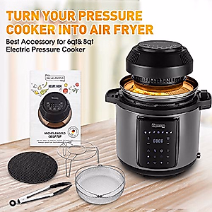 MICHELANGELO Air Fryer Lid for Pressure Cooker 6 Quart & 8 Quart, 8 In 1 Air Fryer Lid for Instant Pot, Pressure Cooker, Turn Your Electric Pressure Cooker into Air Fryer, 8 Presets and 95% Less Oil