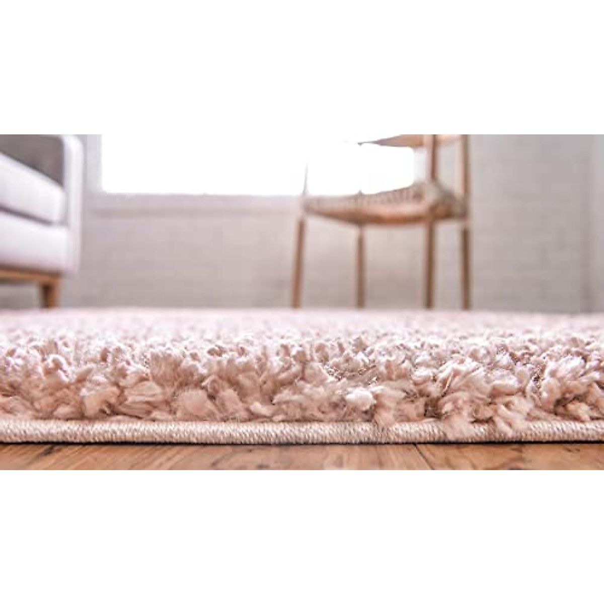 Unique Loom Davos Shag Collection Modern Luxuriously Soft & Cozy Shag Area Rug (5' 0 x 8' 0 Rectangular, Dusty Rose)